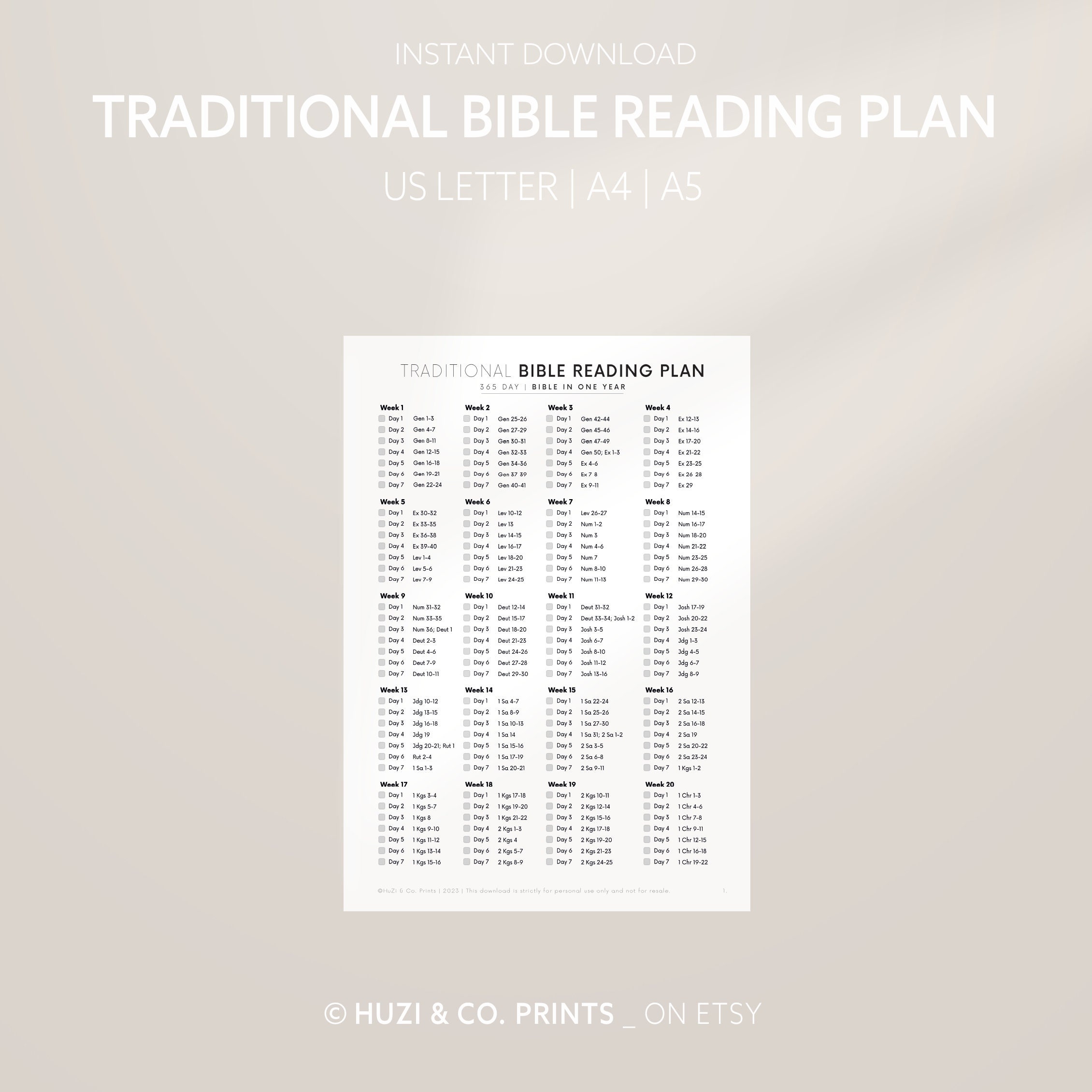 Traditional Bible Reading Checklist for the Old & New Testament. Read ...