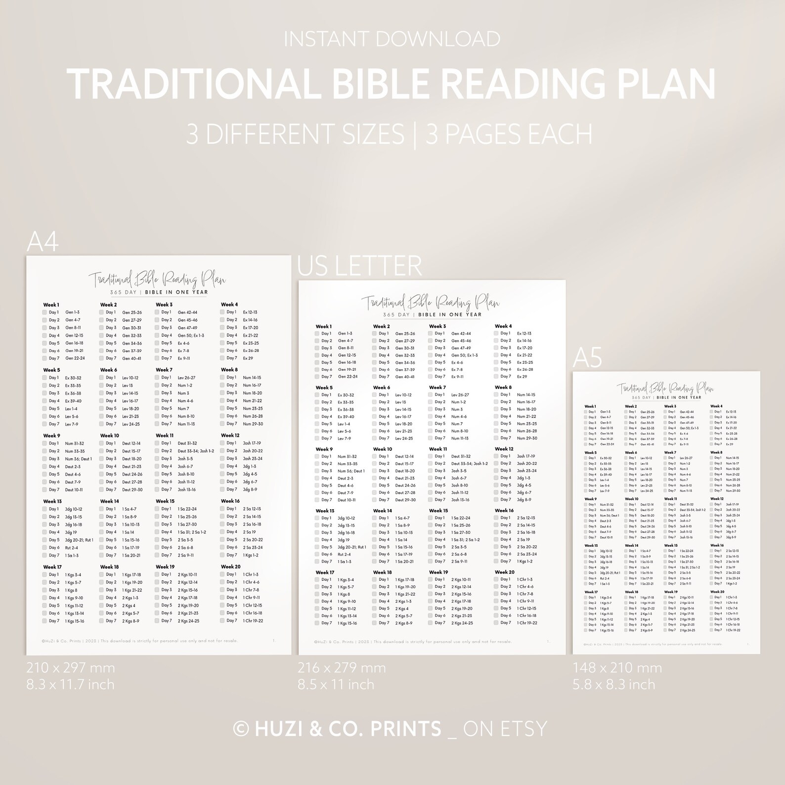 Traditional Bible Reading Plan, Bible Reading Plan Printable, 1 Year ...
