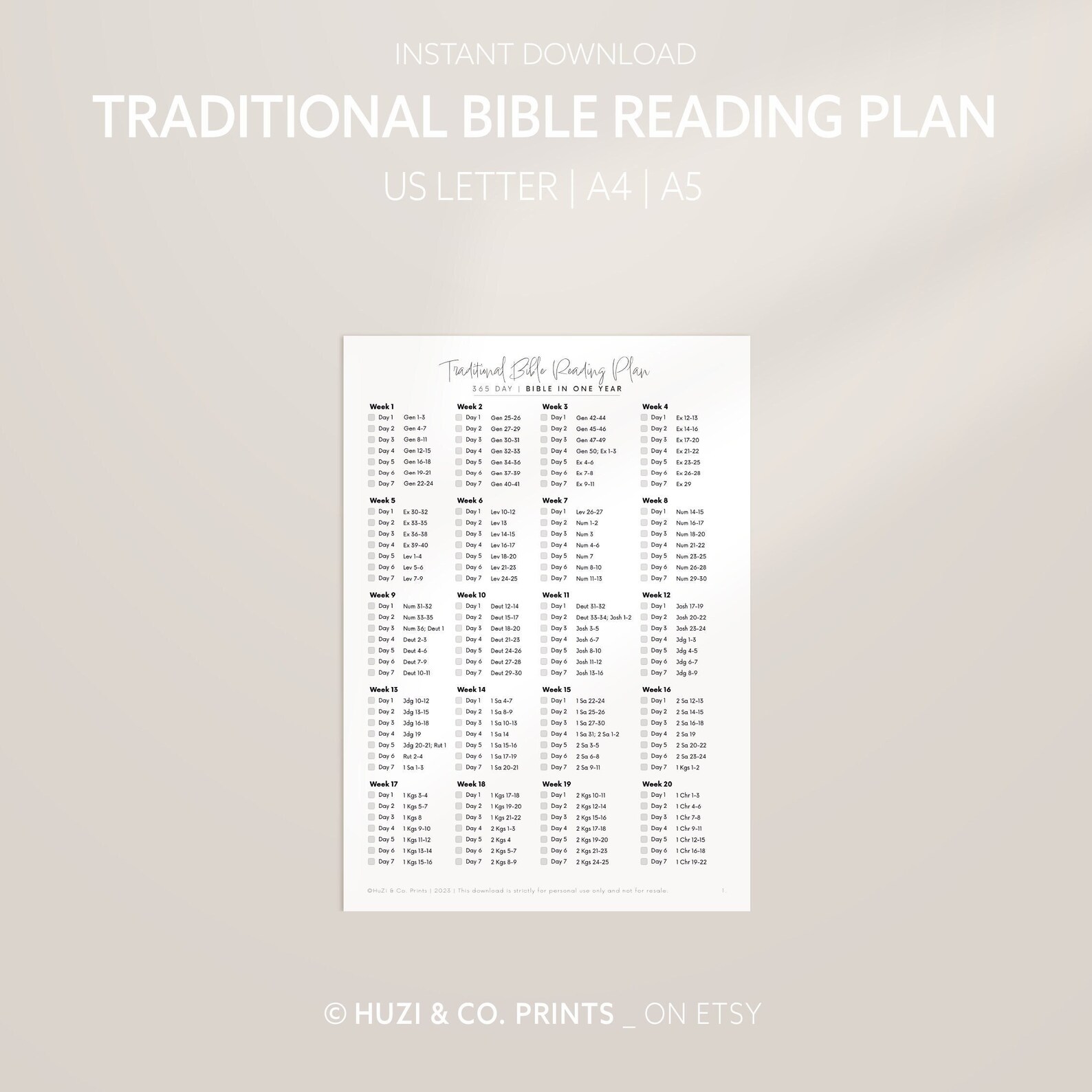 Traditional Bible Reading Plan, Bible Reading Plan Printable, 1 Year ...