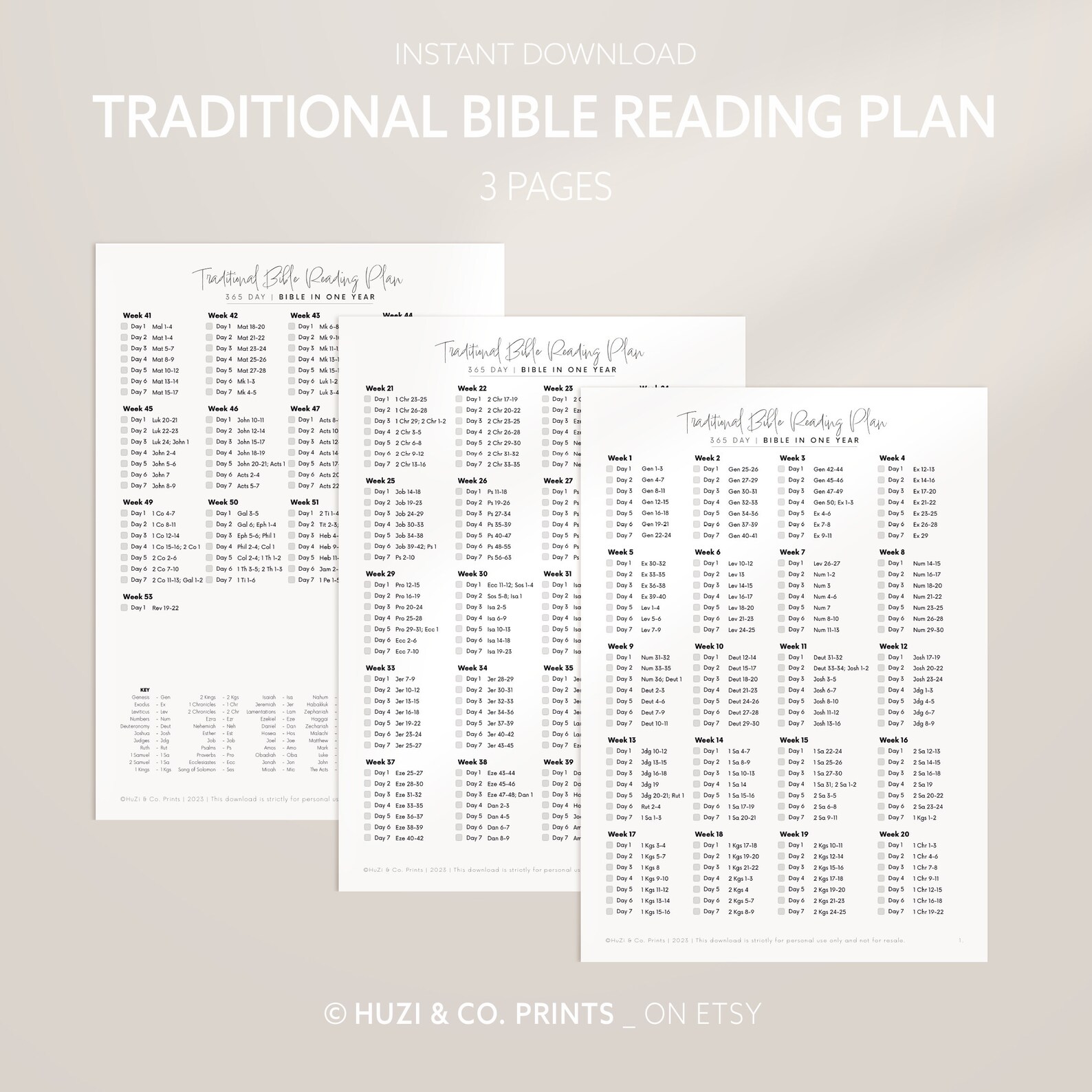 Traditional Bible Reading Plan, Bible Reading Plan Printable, 1 Year ...