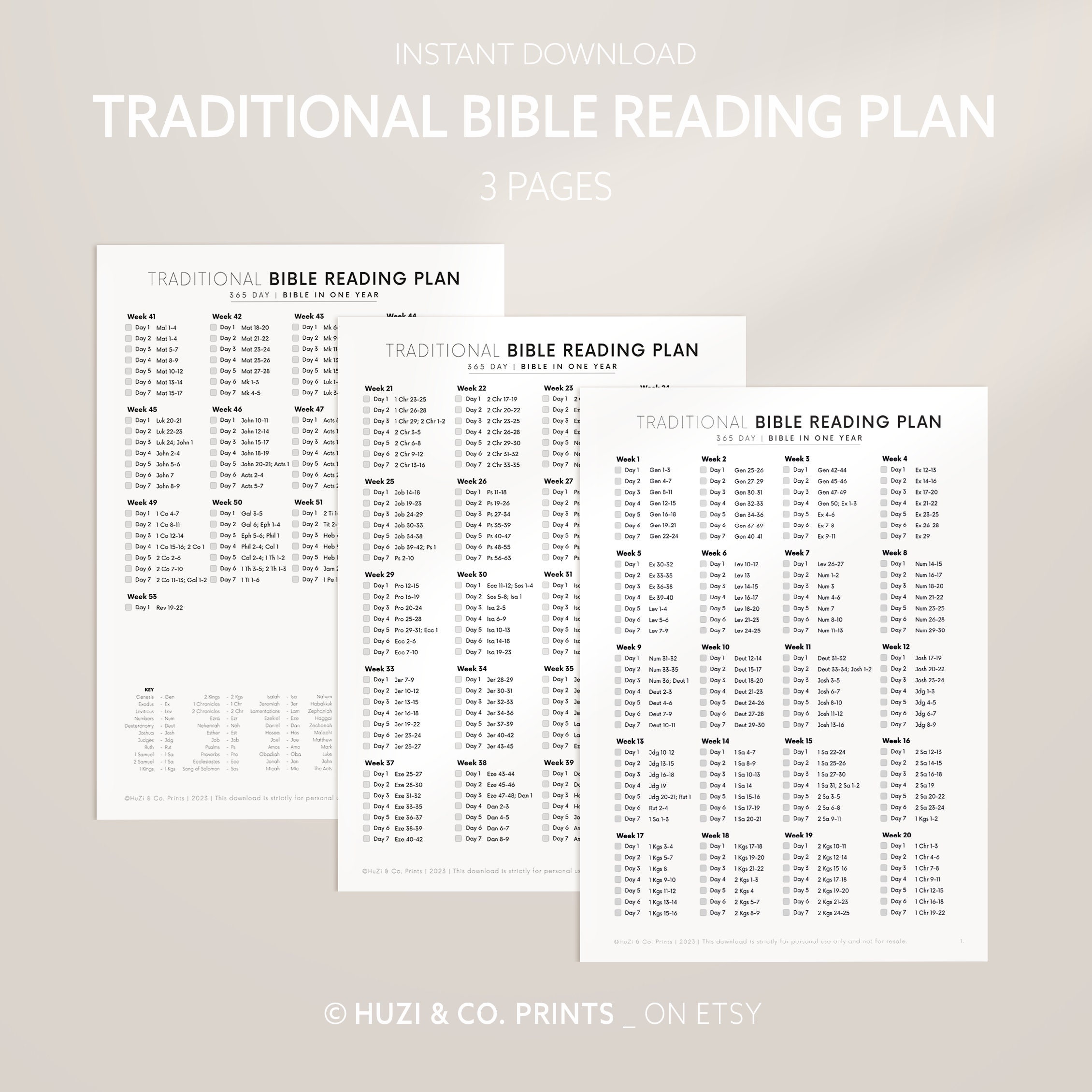 Traditional Bible Reading Checklist for the Old & New Testament. Read ...