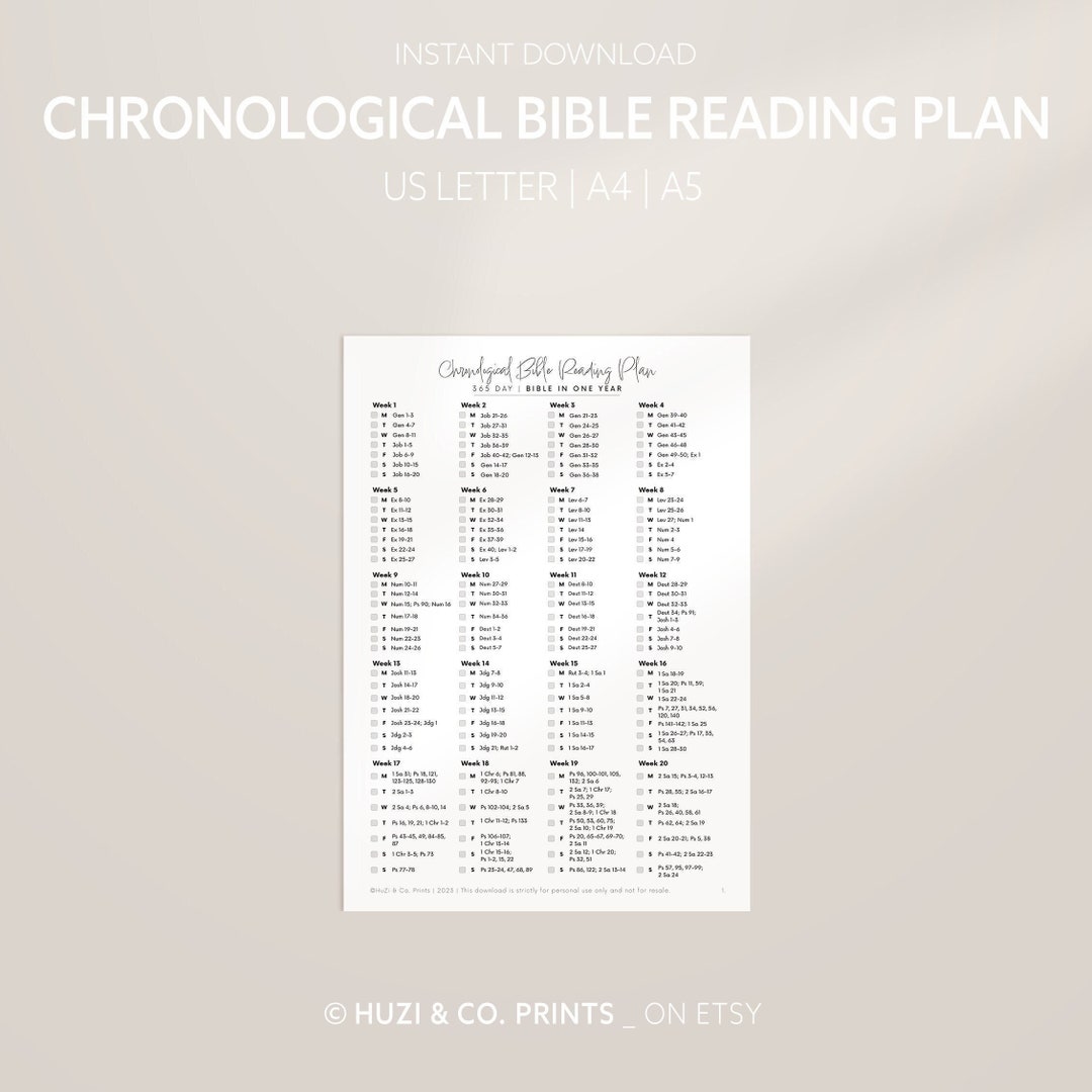 Chronological Bible Plan, Bible Reading Plan Printable, 1 Year Bible ...