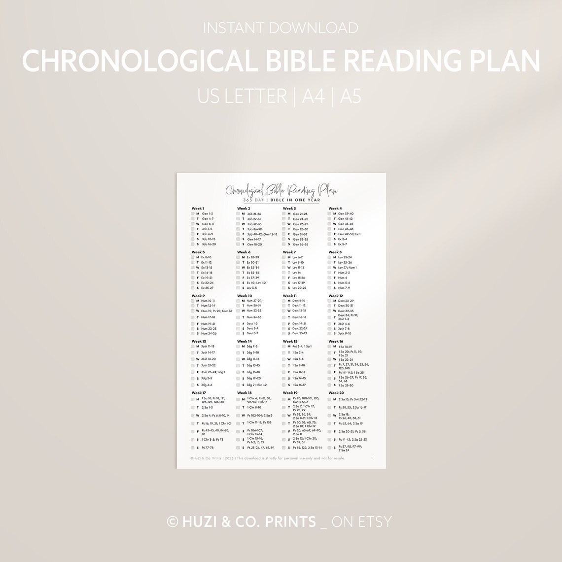 Chronological Bible Plan, Bible Reading Plan Printable, 1 Year Bible ...