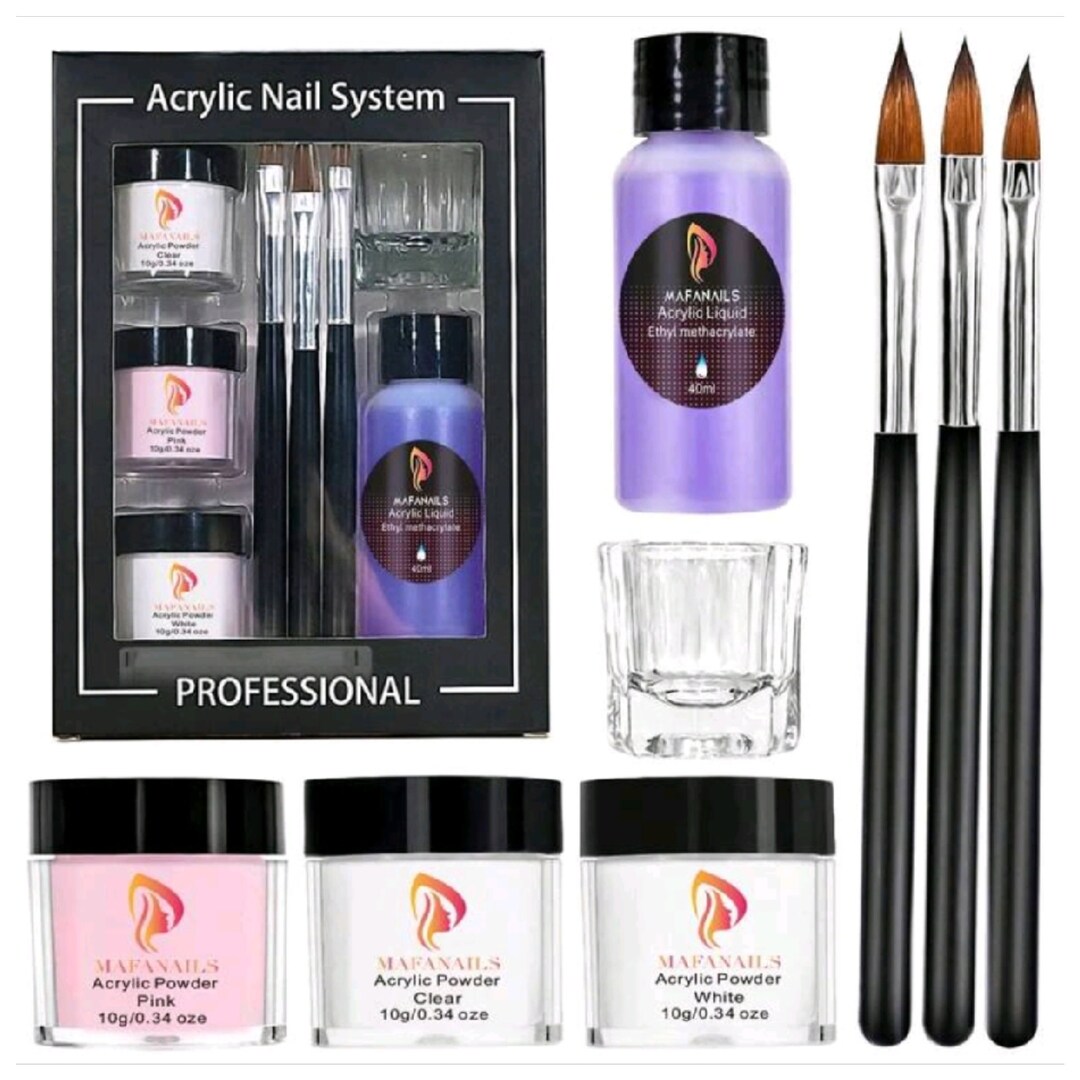 Acrylic Nail Kit, Clear/white/pink Acrylic Powder & Liquid Set, Acrylic ...
