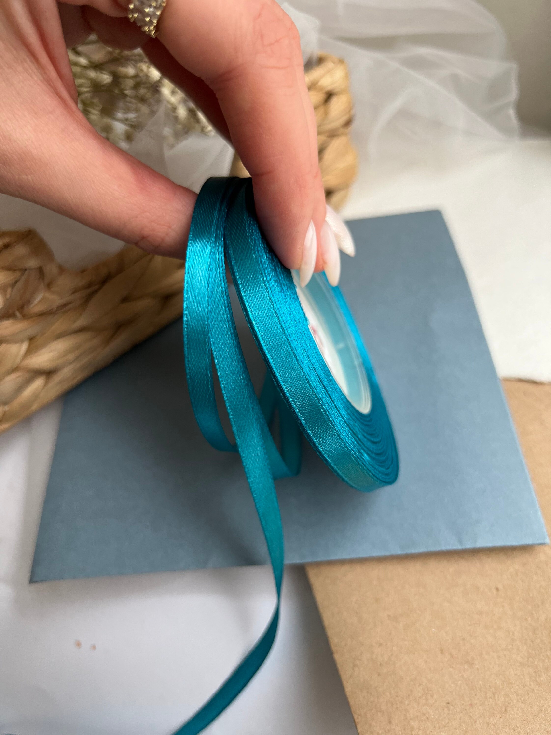Blue Ribbon Baby Blue Ribbon Turquoise Satin Ribbon Satin by - Etsy