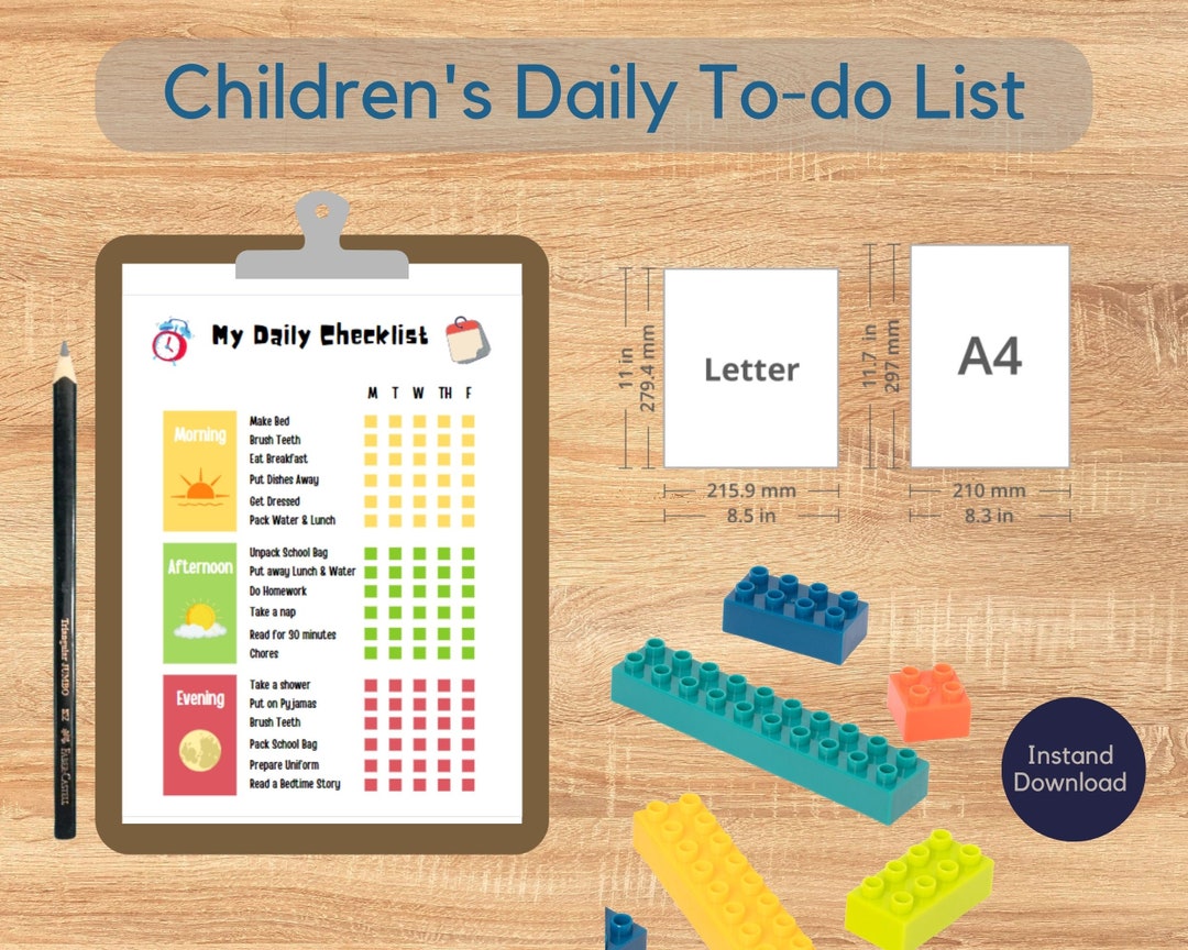 Children's Printable 5-day Checklist (to-do List) - Etsy