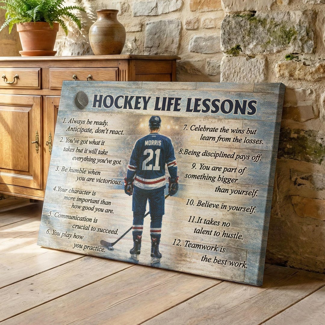 Hockey Life Lessons Canvas, Hockey Player Poster, Motivational Sport ...