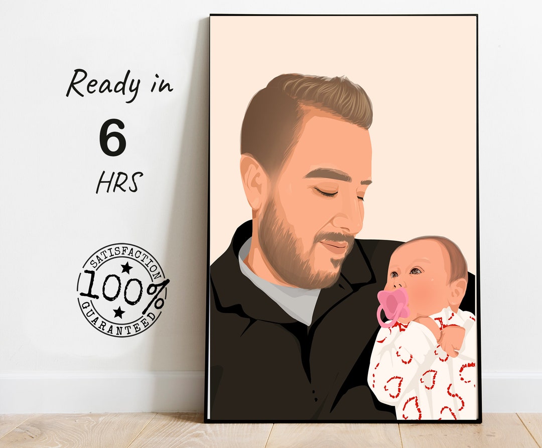 Drawing From Father Photo, Custom Portrait From Father Photo, Digital ...