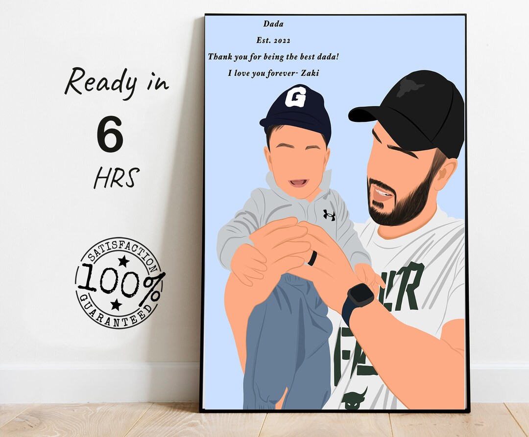 Custom Father Portrait From Photo, Personalized Gift for Father, Dad ...