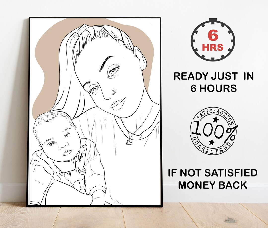Custom Line Art Portrait From Photo: Personalized Family Gift (digital ...