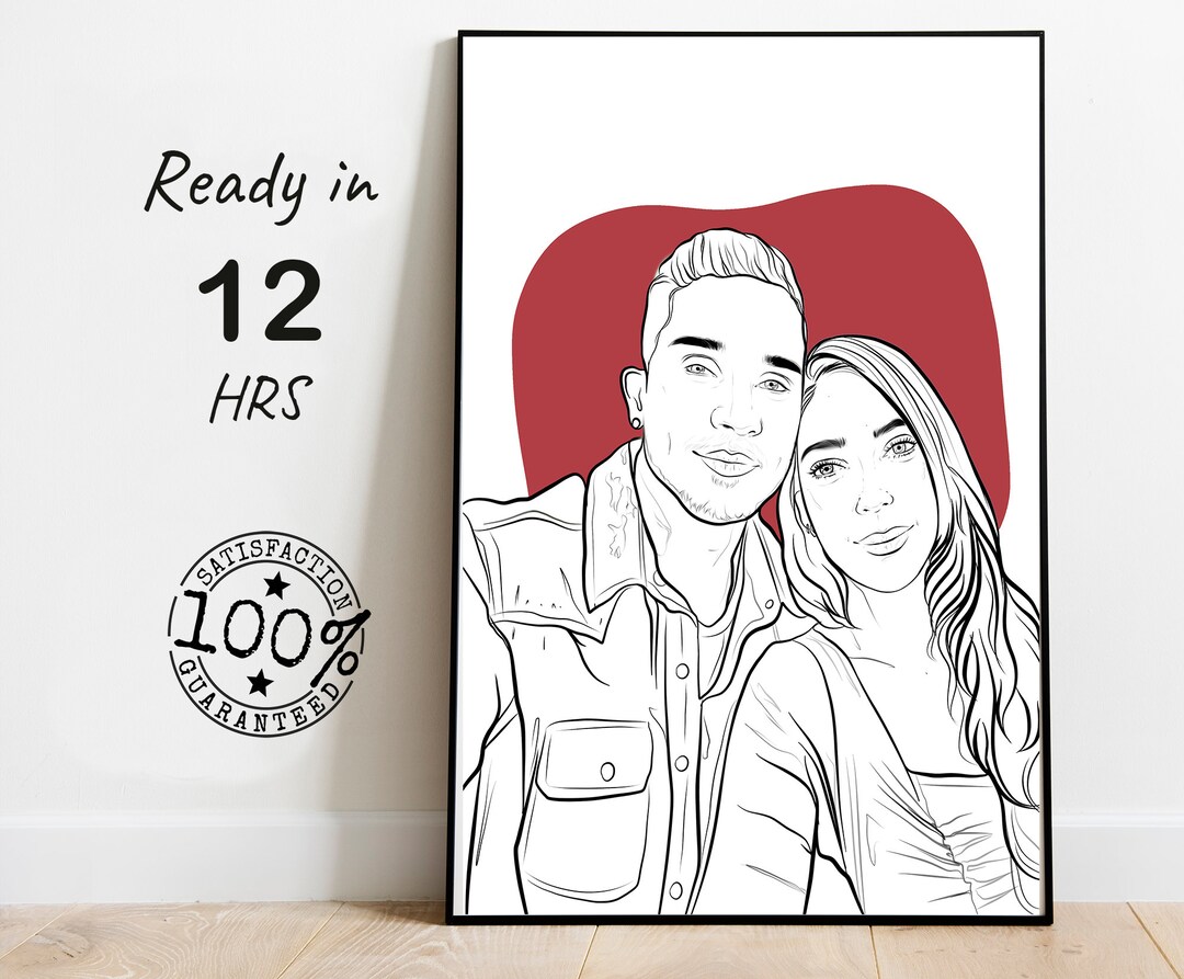 Minimal Wall Art Gift, Custom Line Drawing Portrait, Custom Line Art ...