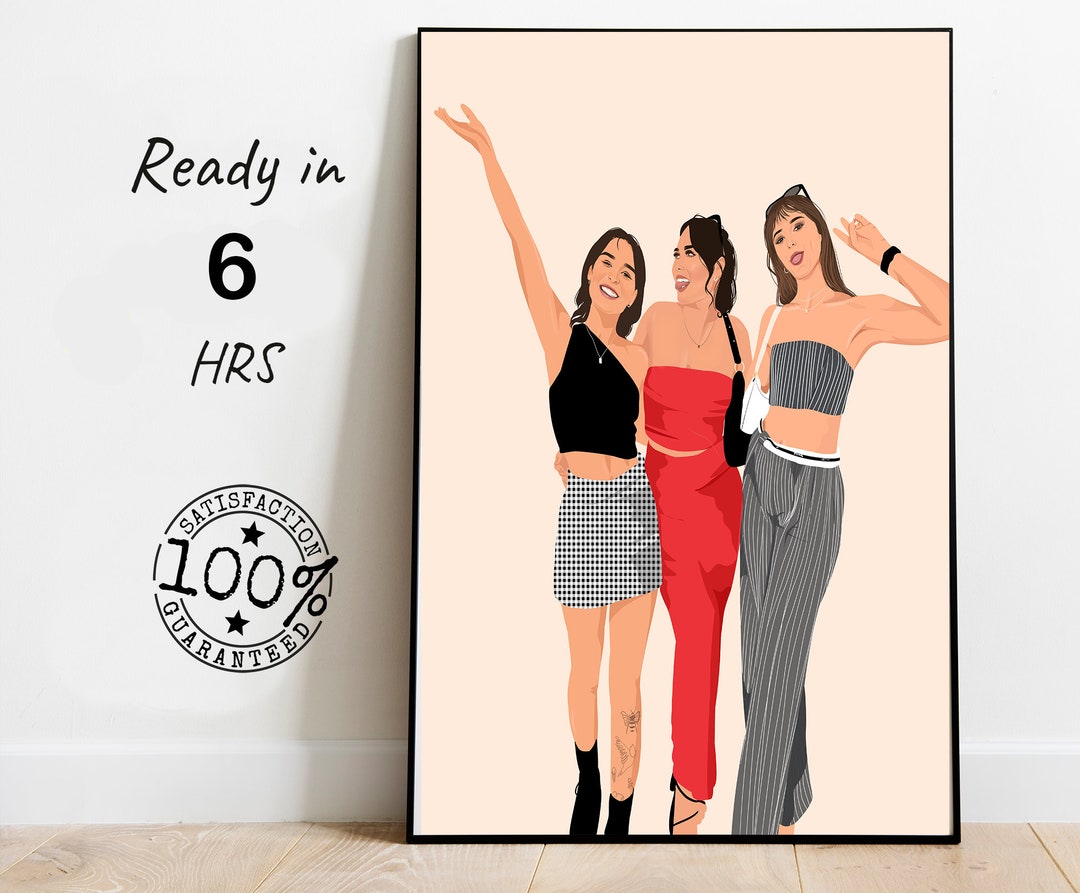Printable Minimal Faceless Portrait for Best Friend Gift, Custom Photo ...