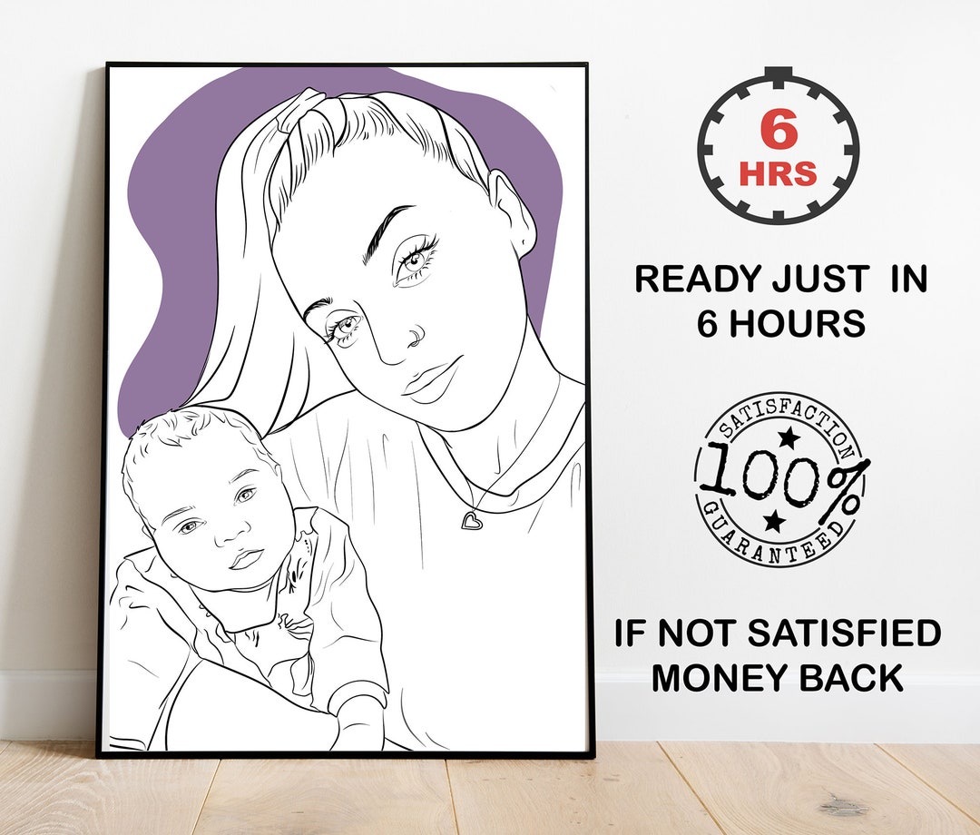Personalized Line Drawing, Faceless Portrait,outline Portrait,custom ...