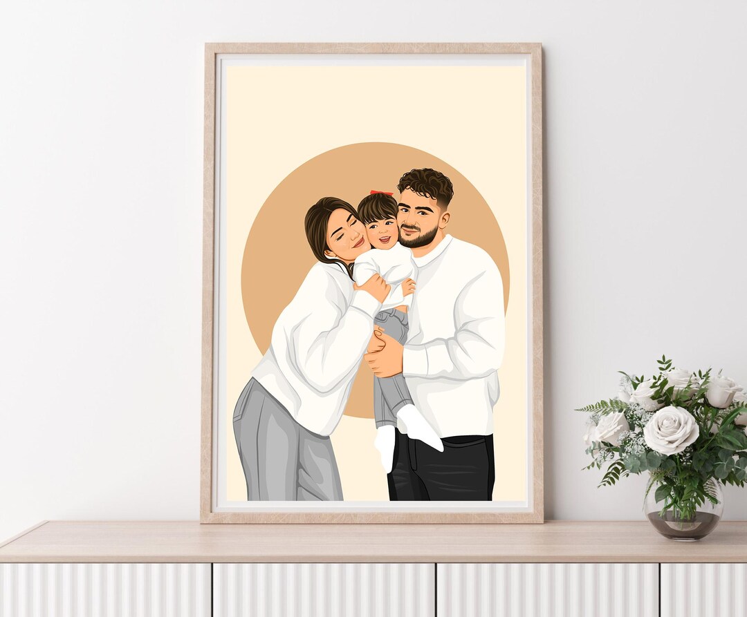 Family Portrait, Custom Family Drawing, Family Photo Painting, Gift for ...