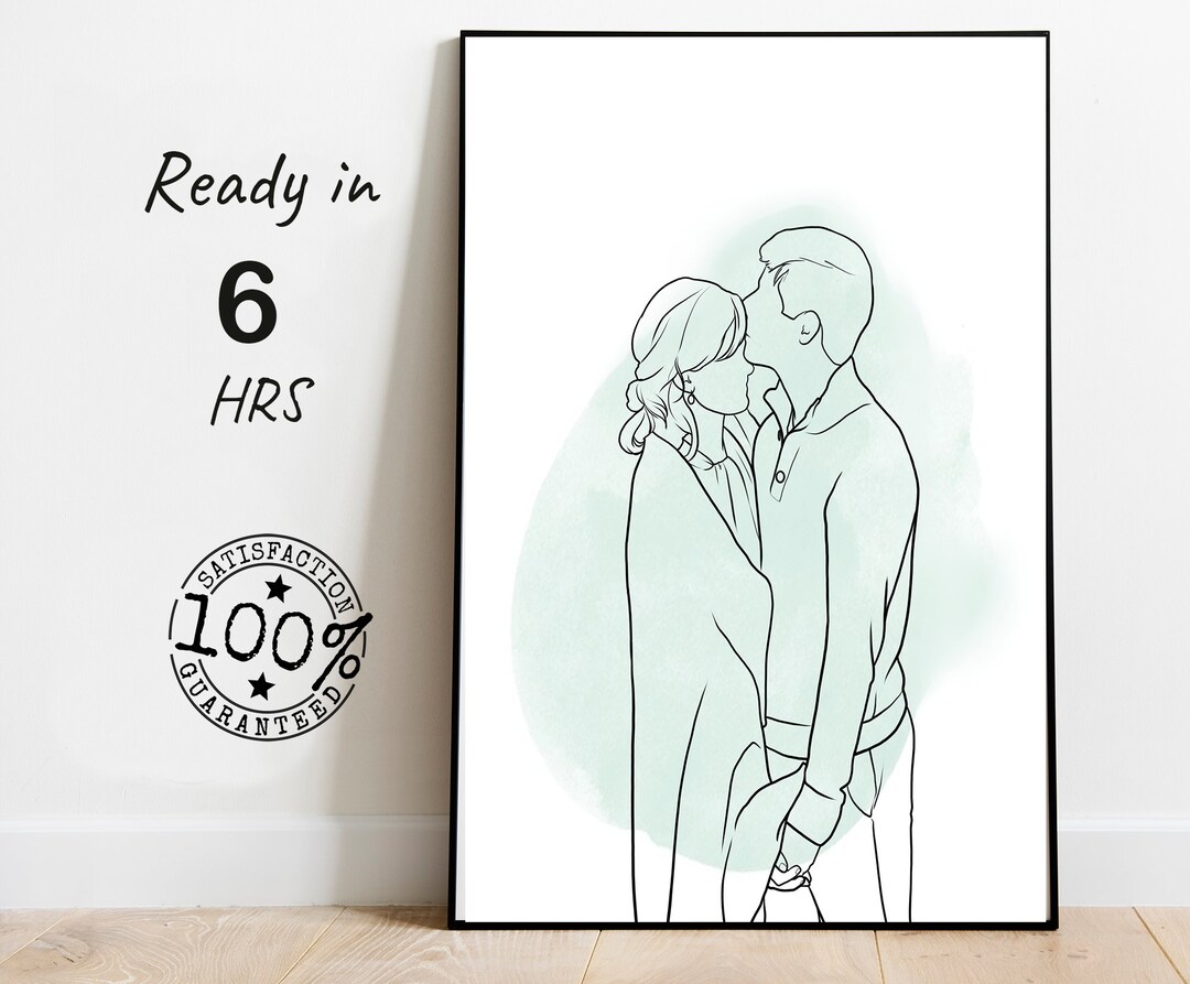 Emotional Couple Portrait, Hand-drawn Line Drawing , Sentimental Family ...