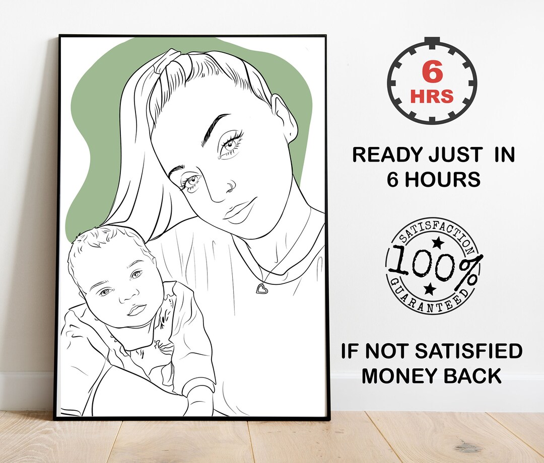 Personalized Outline,custom Portrait Drawing, Outline Portrait,custom ...