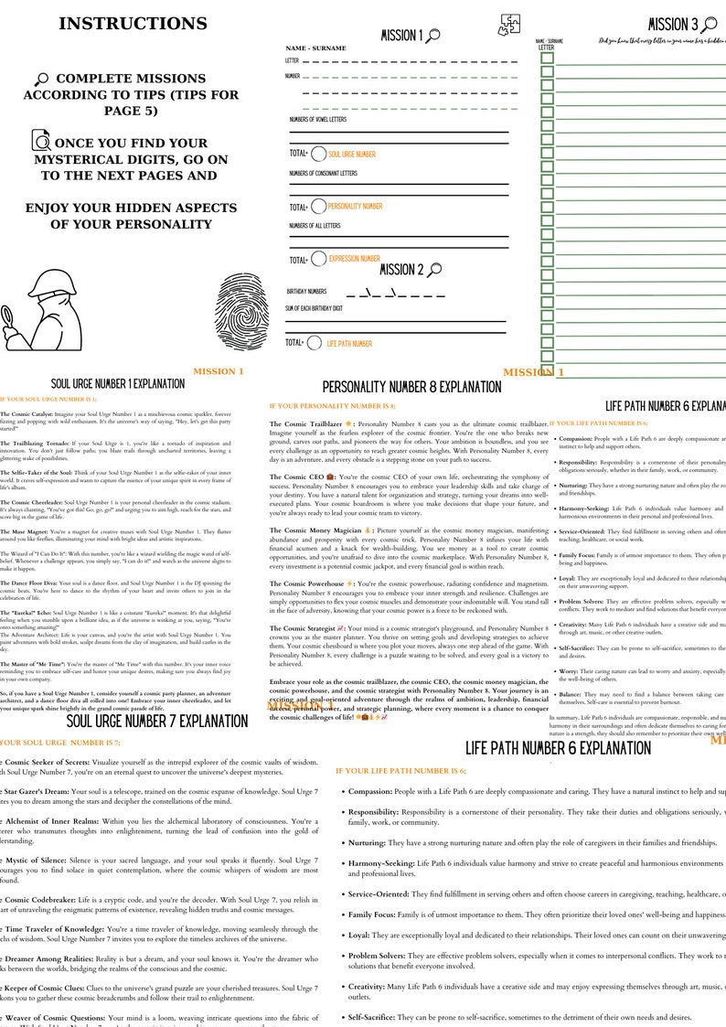 Numerology Reading, Ready to Download, Report , Numerology Chart, Name ...