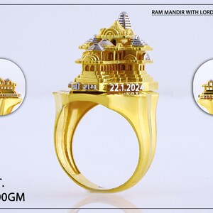 22k Pure Gold Ram Mandir With Lord Ram and Mata Sita on Gold Ring for ...