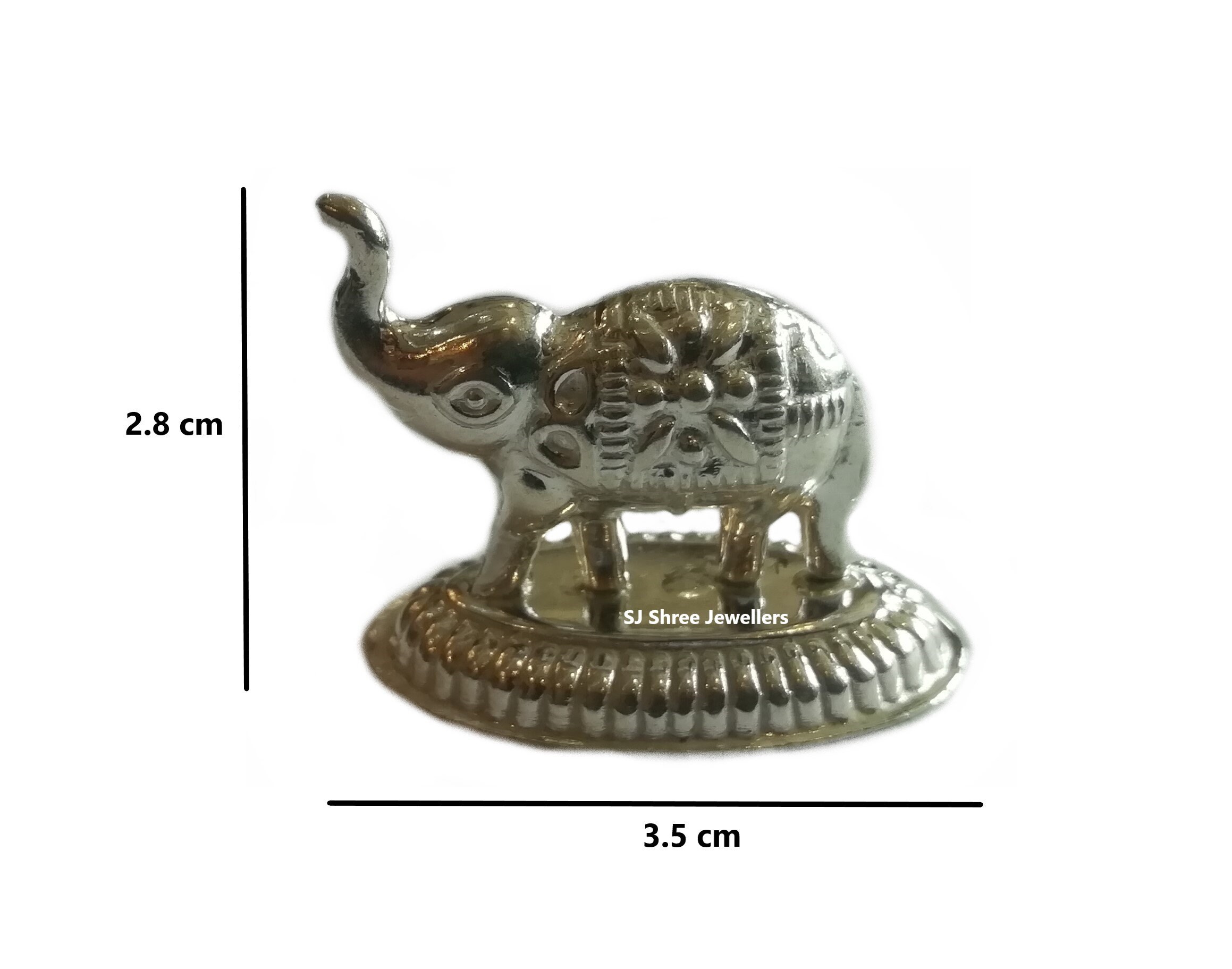 Pure Silver Elephant Idol for Puja trunk Upward, Vastu and Rahu chandi ...