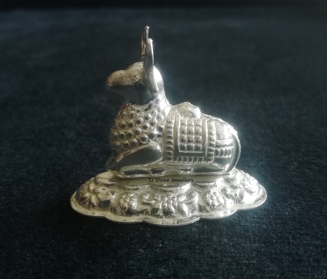 Pure Silver Cow nandi Idol for Puja 3 X 3.5 Cm, for Gifting Pure Silver ...
