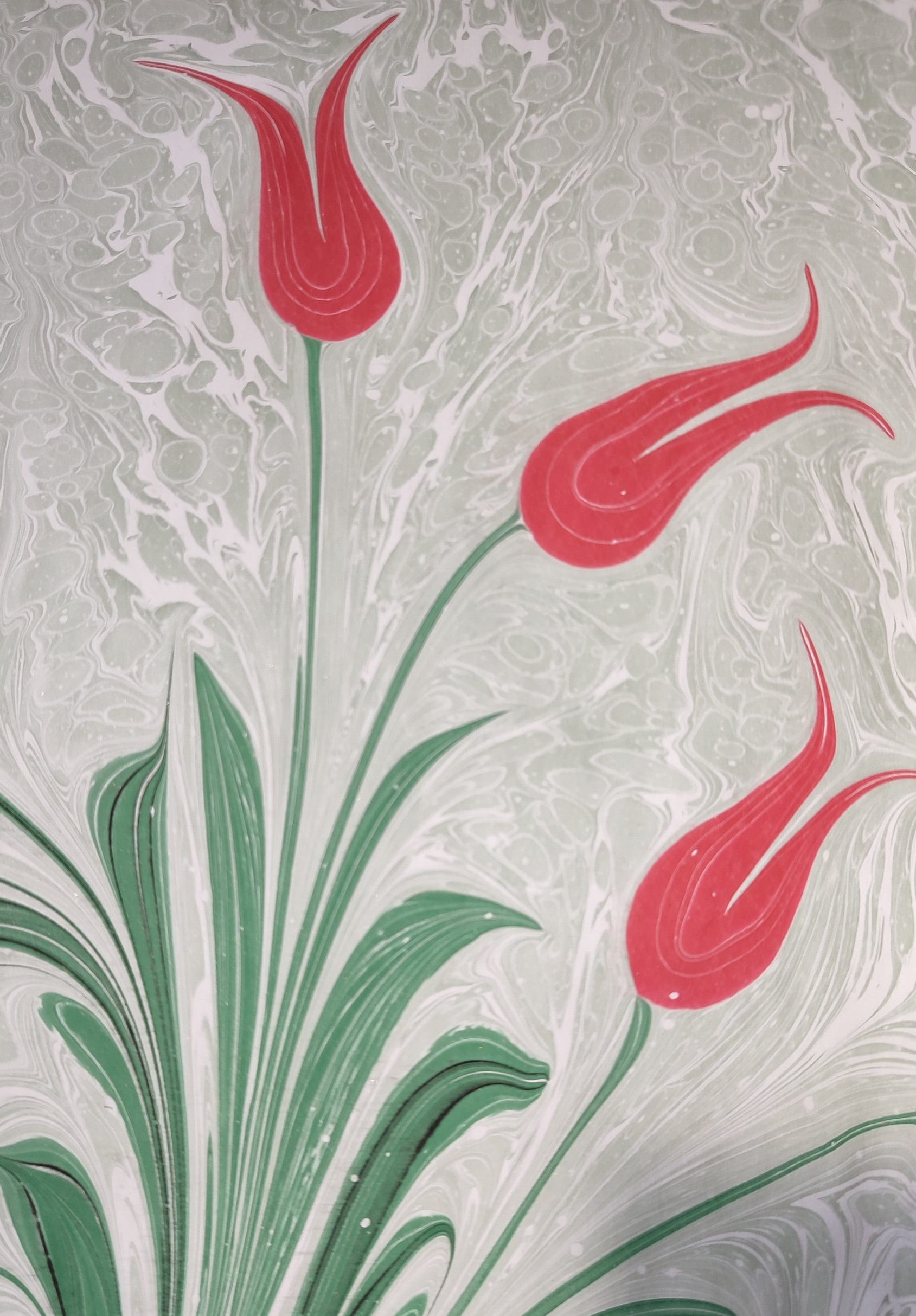 Unique Handmade Ebru Marbling Art- the Tulips - Etsy