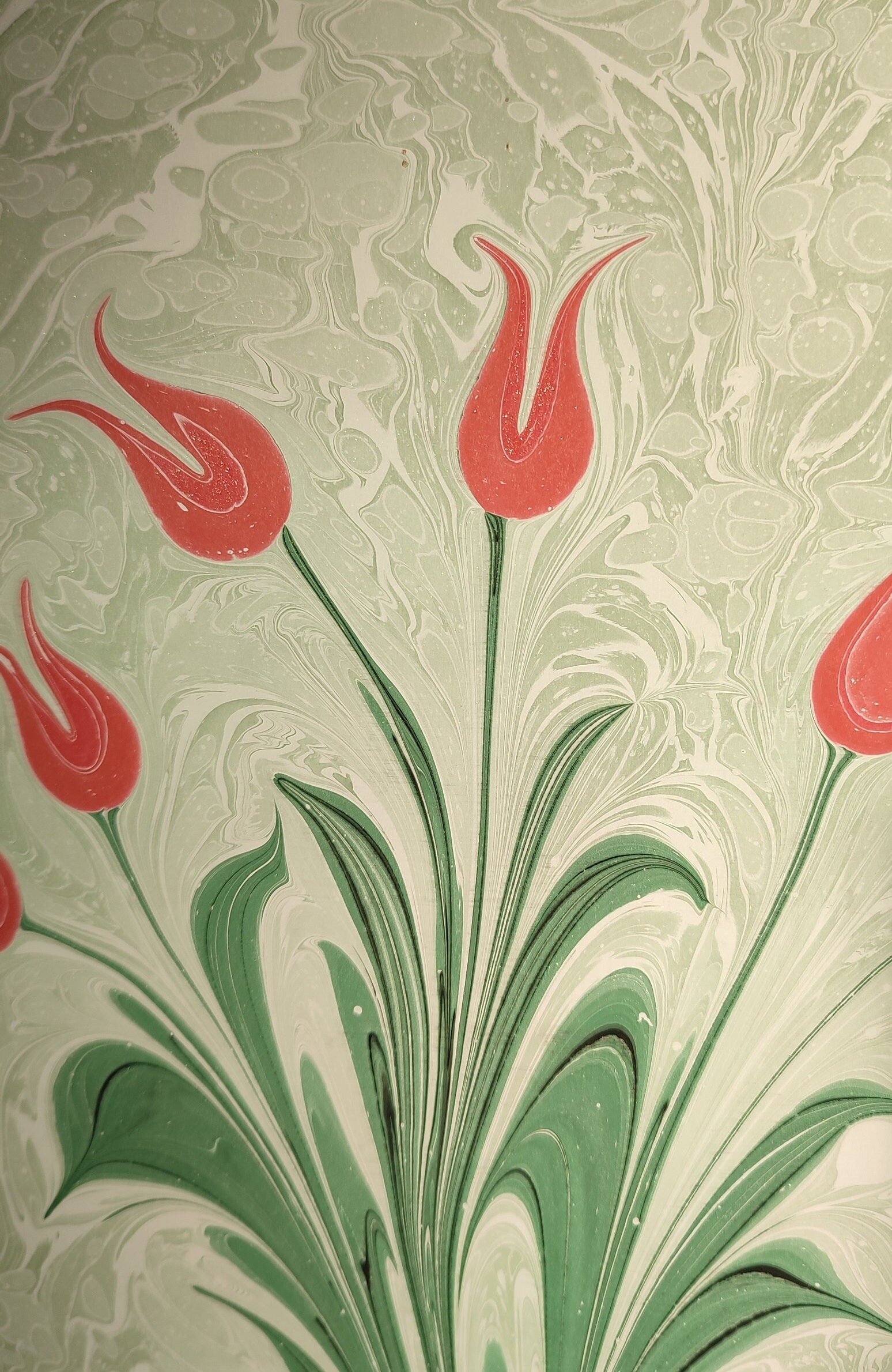 Unique Handmade Ebru Marbling Art- the Tulips - Etsy