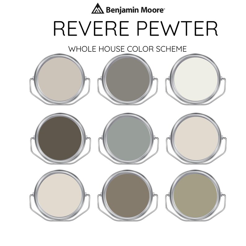 REVERE PEWTER Benjamin Moore Interior Paint Palette -prepacked Paint ...