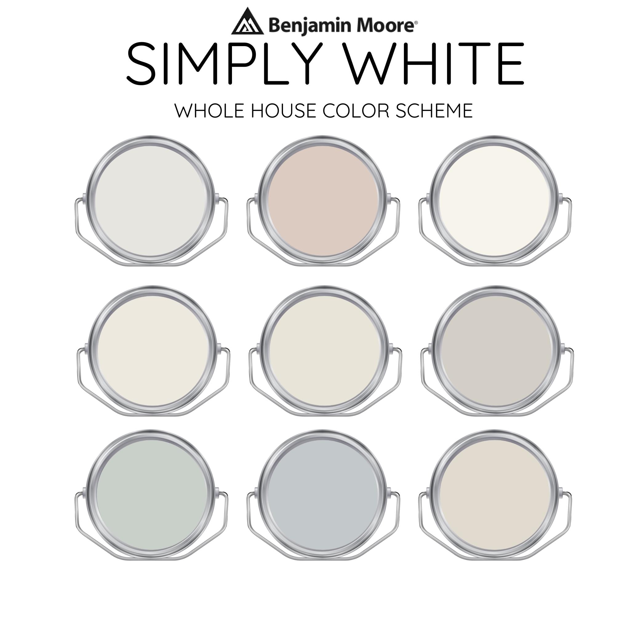 SIMPLY WHITE Benjamin Moore Interior Paint Palette -prepacked Paint ...