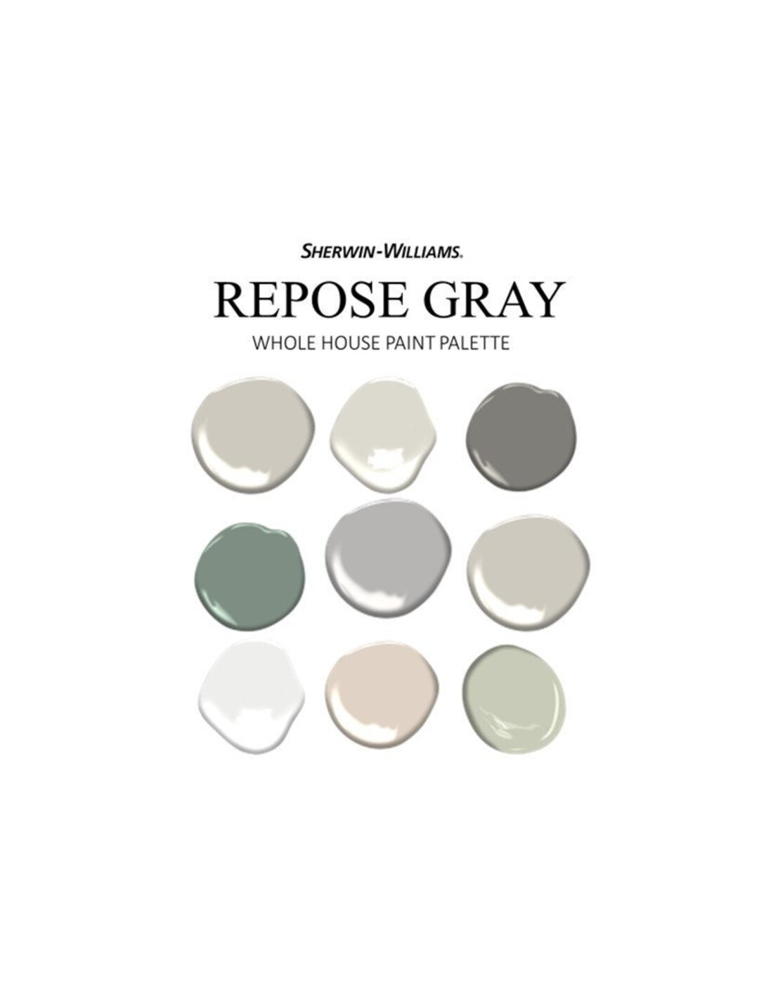 REPOSE GRAY Coordinating Colors Modern Interior Home Pre-packed Paint ...