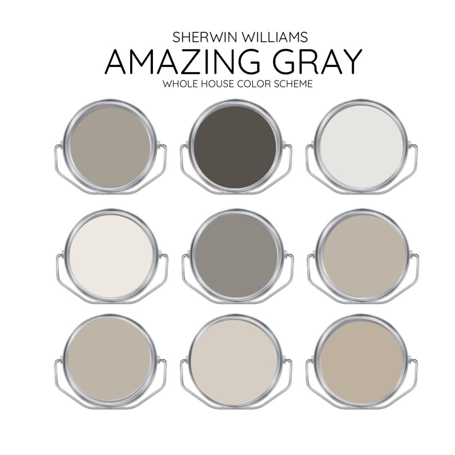 AMAZING GRAY Coordinating Colors Modern Interior Home- Pre-packed Paint ...