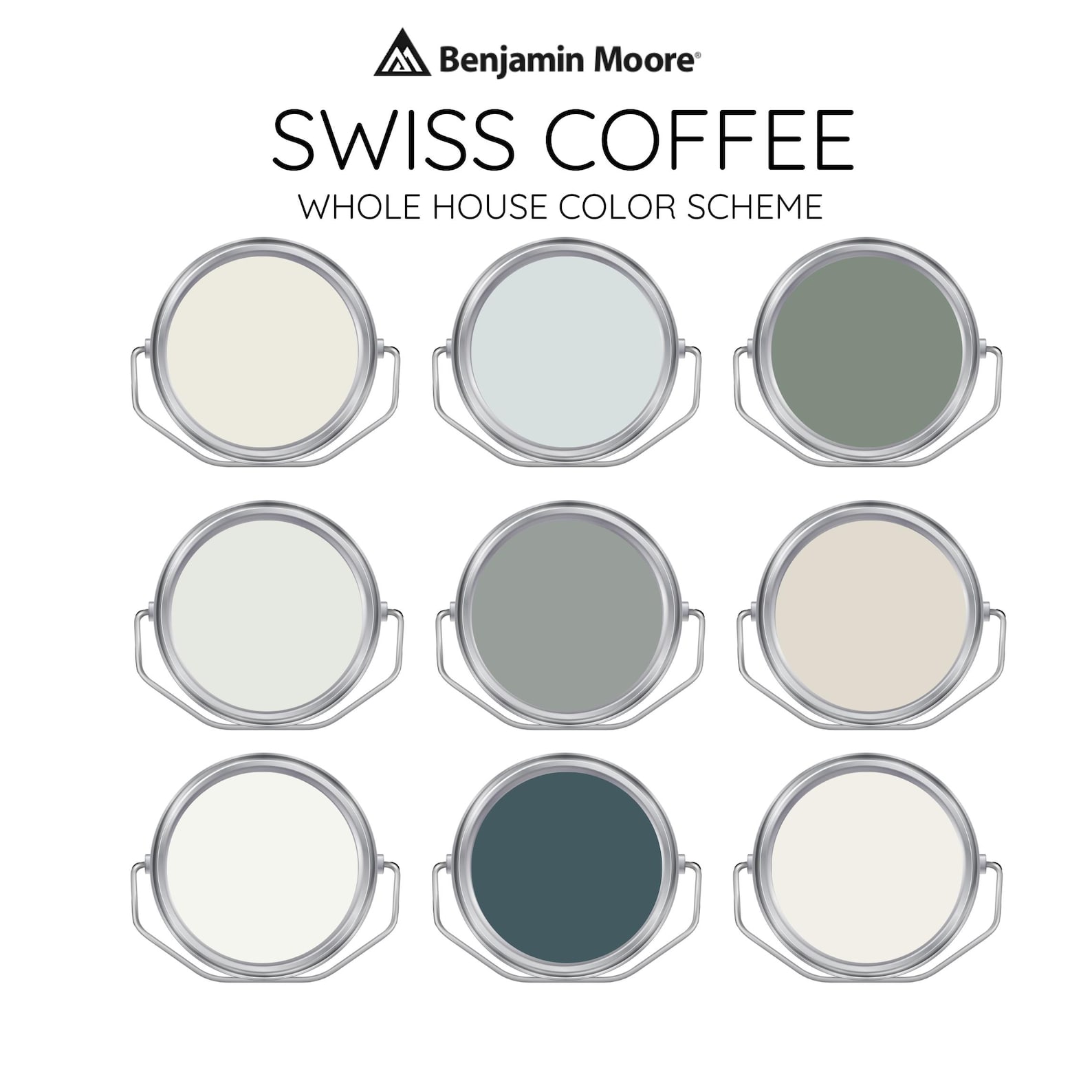 SWISS COFFEE Benjamin Moore Interior Paint Palette -prepacked Paint ...