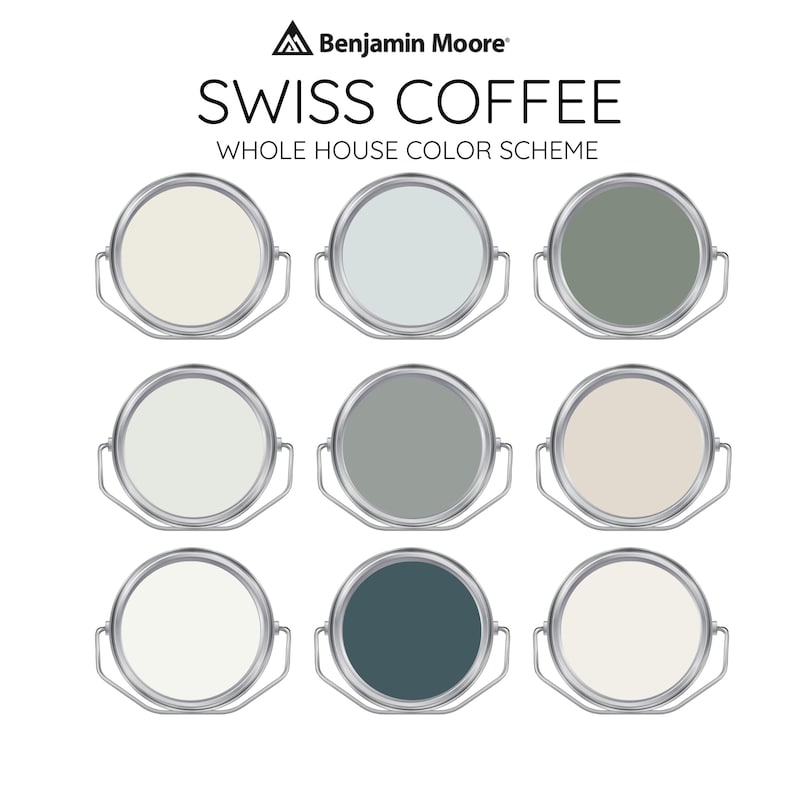 SWISS COFFEE Benjamin Moore Interior Paint Palette -prepacked Paint ...