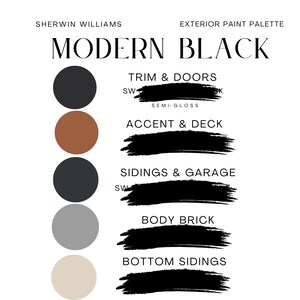 BLACK Modern EXTERIOR House Paint Color Palette for Sidings, Doors ...