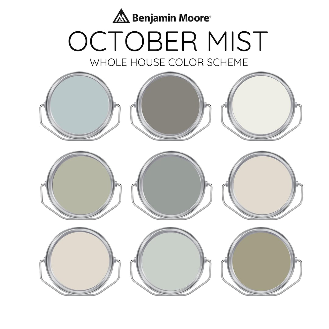 OCTOBER MIST Benjamin Moore Interior Paint Palette -prepacked Paint ...