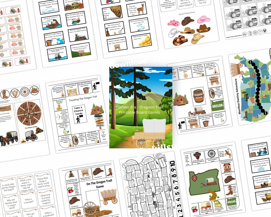 Pioneers/oregon Trail Printable Board Games - Etsy