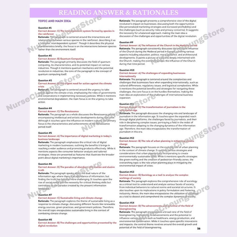 650 + ATI TEAS V7 Nursecheung Reading Practice Questions (DIGITAL ...