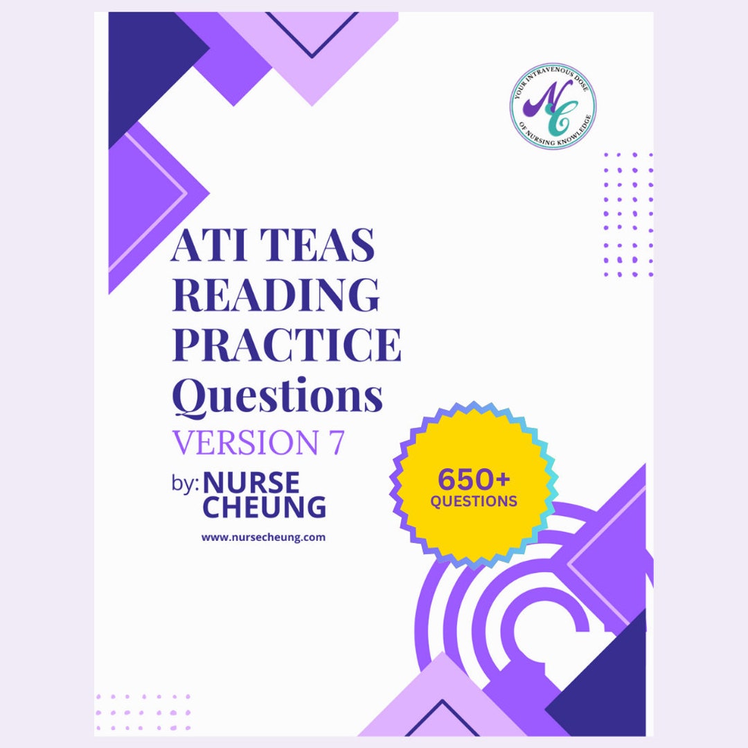 650 + ATI TEAS V7 Nursecheung Reading Practice Questions (DIGITAL ...