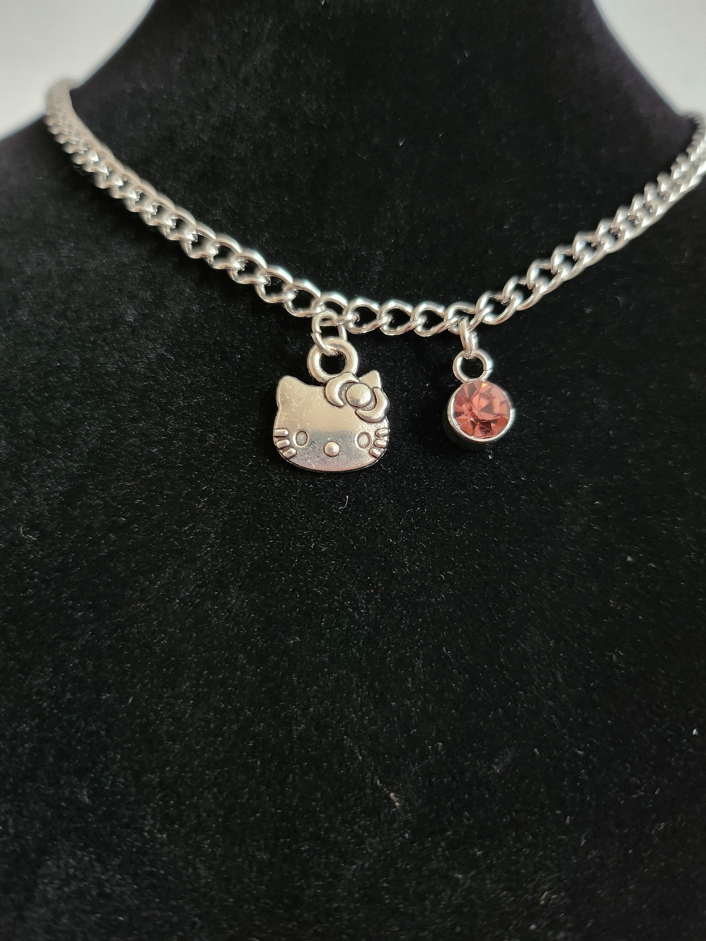 Hello Kitty With Birthstone Chain Necklace Y2k Grunge Kawaii - Etsy