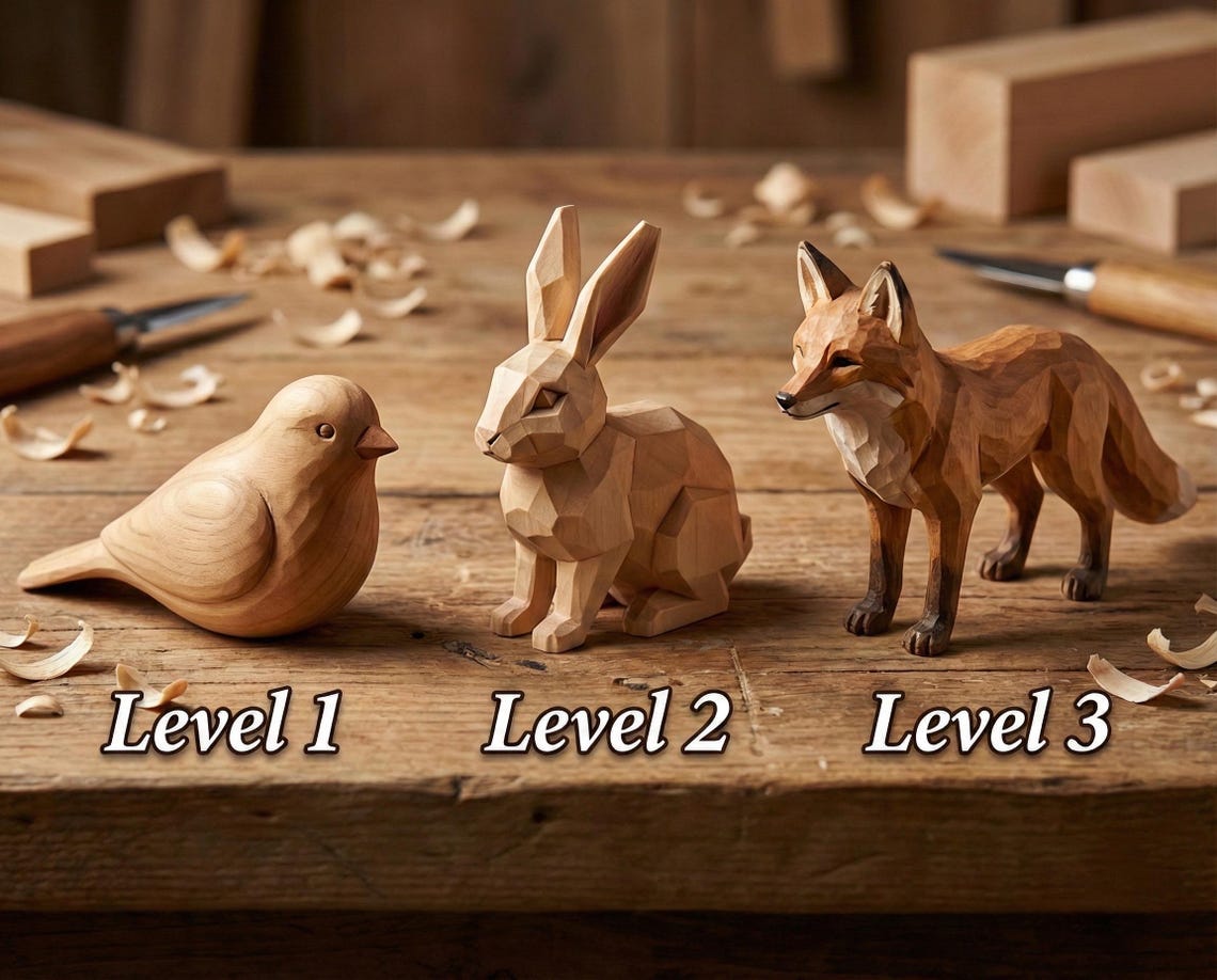Whittling Patterns PDF | 3 Geometric Animals (bird, Rabbit, Fox ...