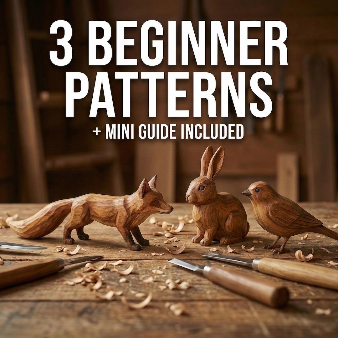 Whittling Patterns PDF | 3 Geometric Animals (bird, Rabbit, Fox ...