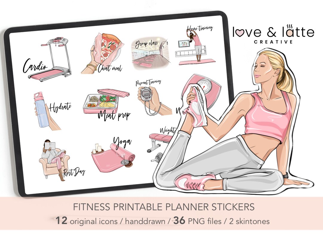 Exercise Clipart, Fitness Planner Stickers Digital Planner Stickers ...
