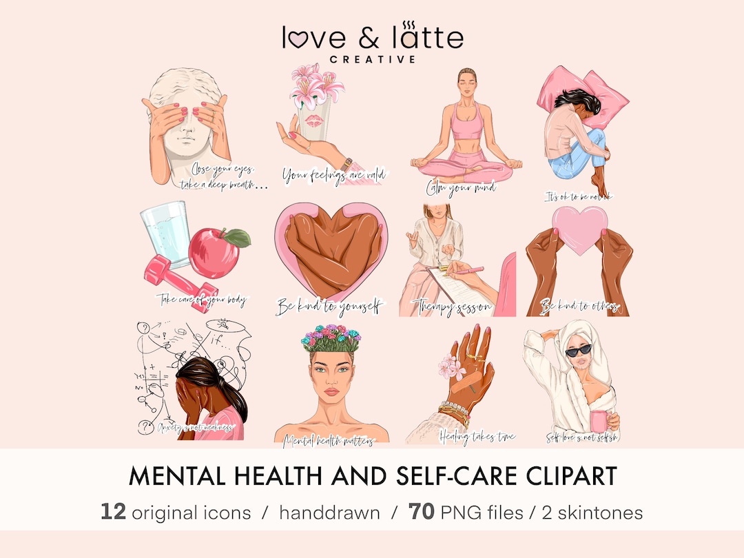 Mental Health PNG Self Care Clipart, Digital Planner Stickers Mental ...