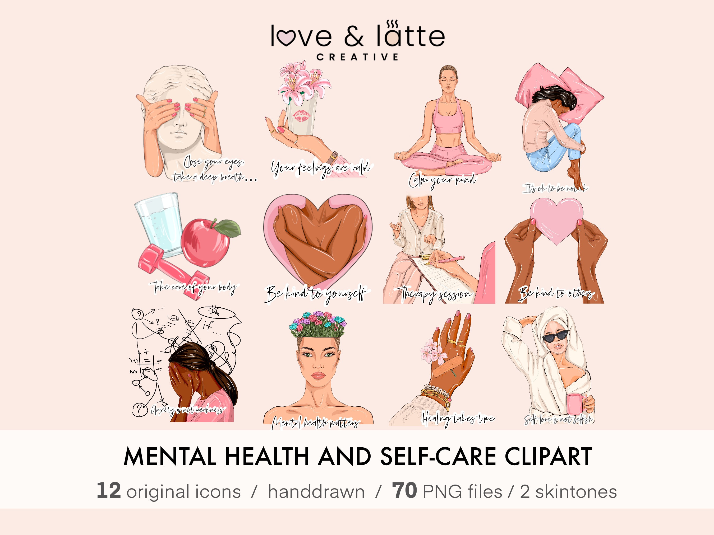 Mental Health PNG Self Care Clipart, Digital Planner Stickers Mental ...