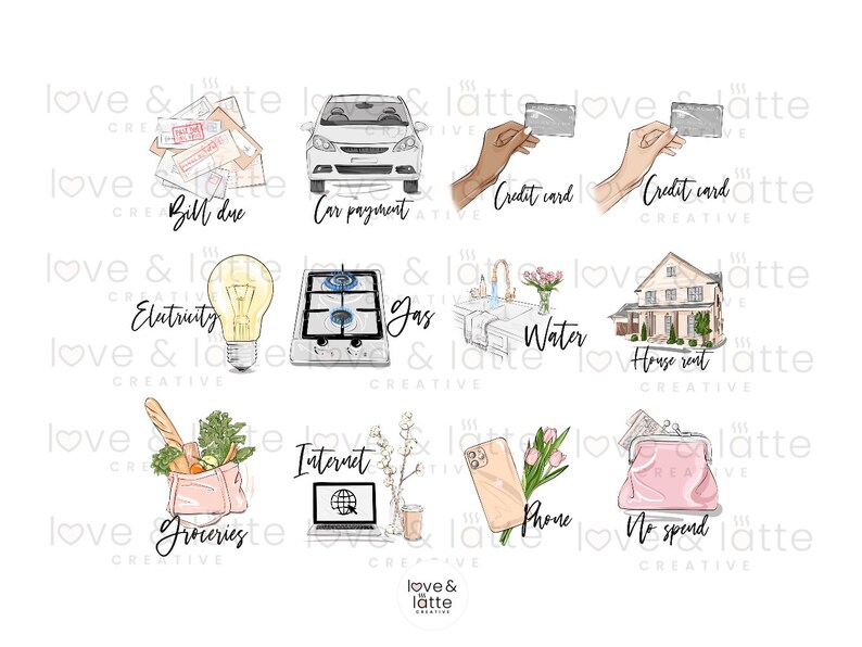 Bills Money Digital Stickers Planner Printable Stickers, Finance ...