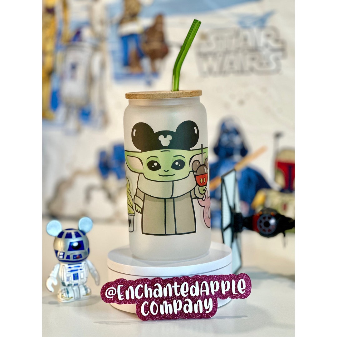 Baby Grogu Yoda Glass Can Cup Inspired Reusable Glass Cup - Etsy