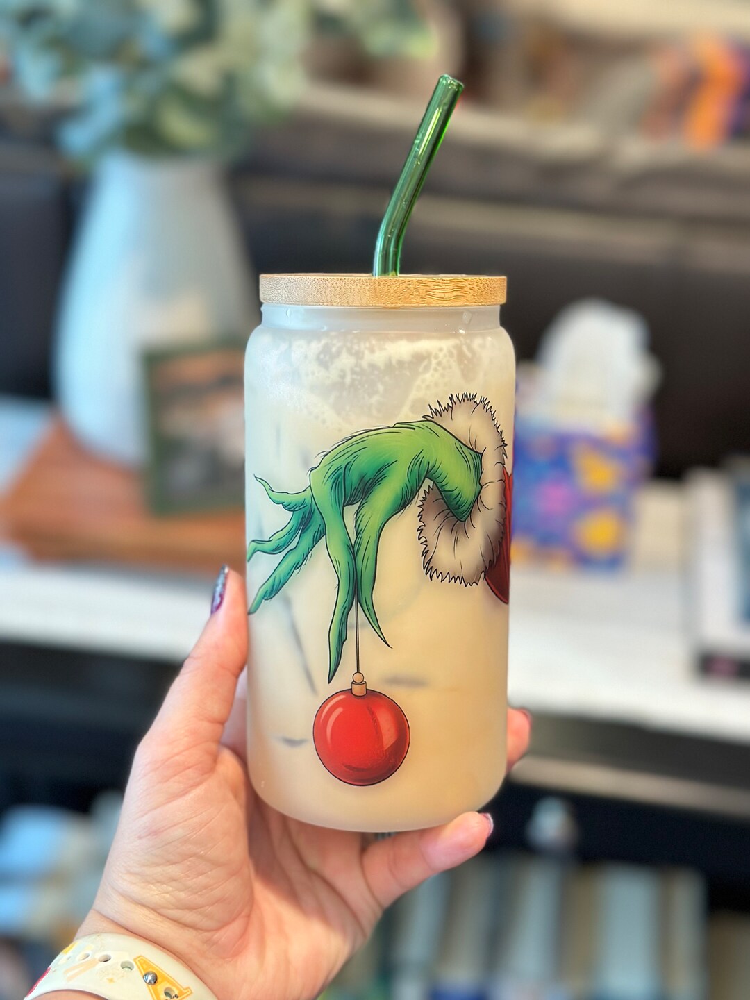 Grinch Glass Cup, Christmas Glass, Gift Ideas, the Grinch, Beer Can ...