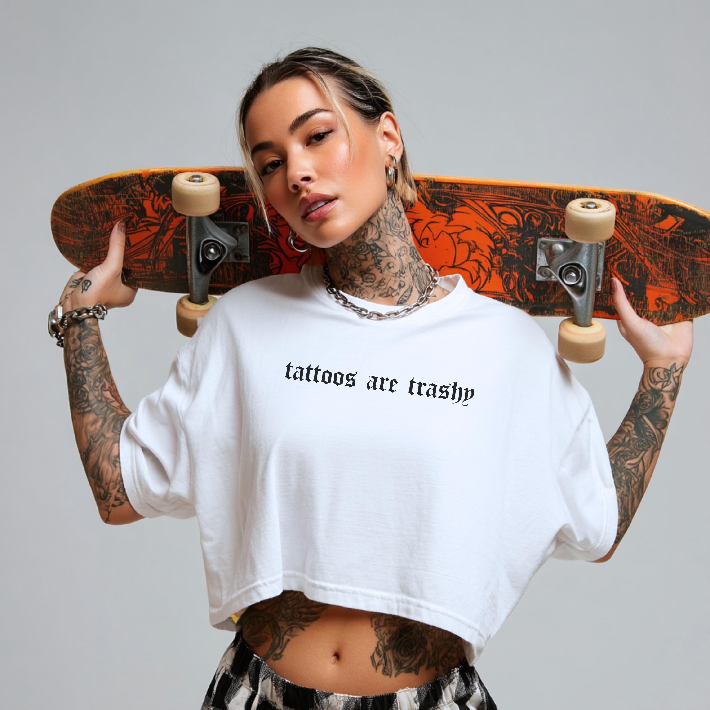 Tattoos Are Trashy Crop Top: Comfort Colors Ironic Gothic Tee - Etsy