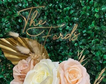 Custom Wedding Cake Topper, Last Name, Double Layer, neon Sign Style ...