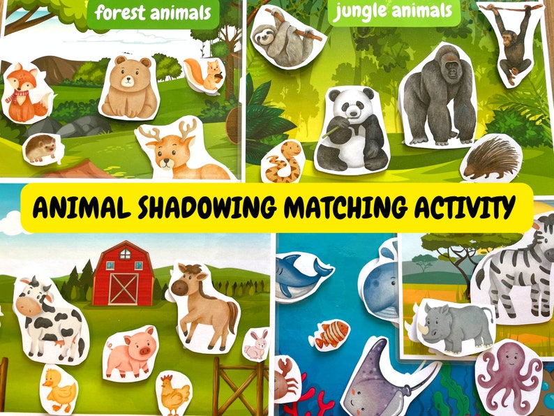 Animal Shadow Matching Activity Toddler Busy Book Quiet - Etsy