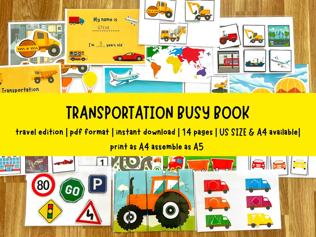 Busy Book for Toddler Transportation Theme, Travel Edition, Preschool ...